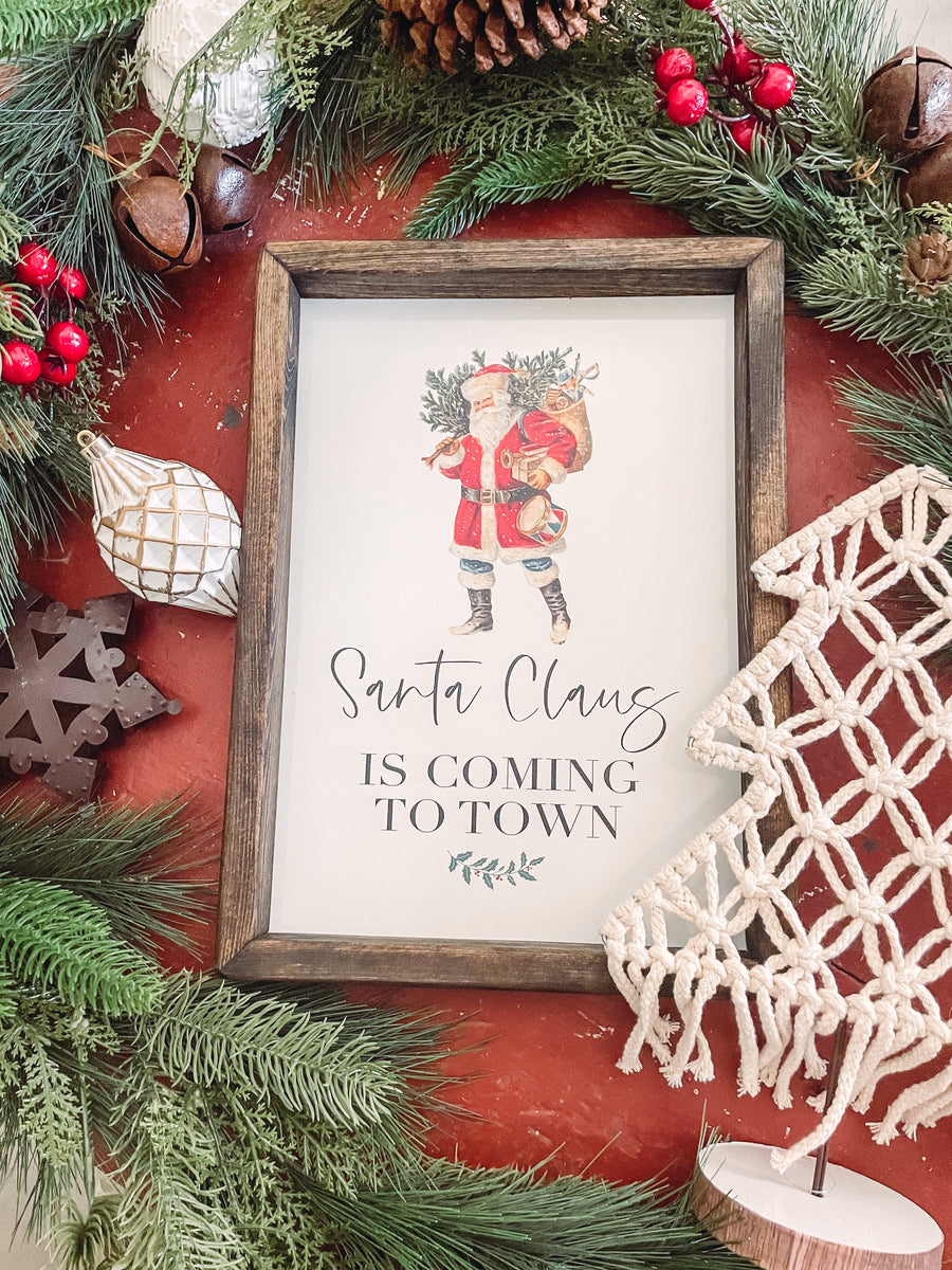 Santa Claus is Coming to Town Wooden Sign, Christmas Sign, Christmas d ...