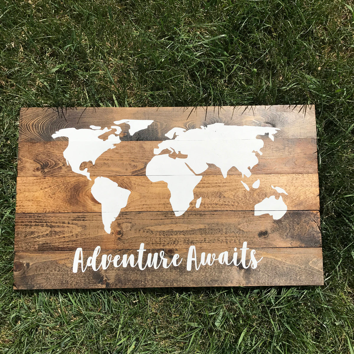 Adventure Awaits Wooden Map Sign – Willie & Dolly Designs